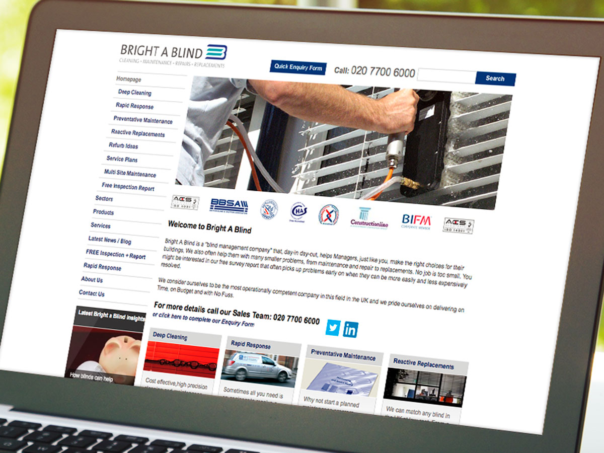 Bright A Blind Website Design | Clinton Smith Design Consultants ...